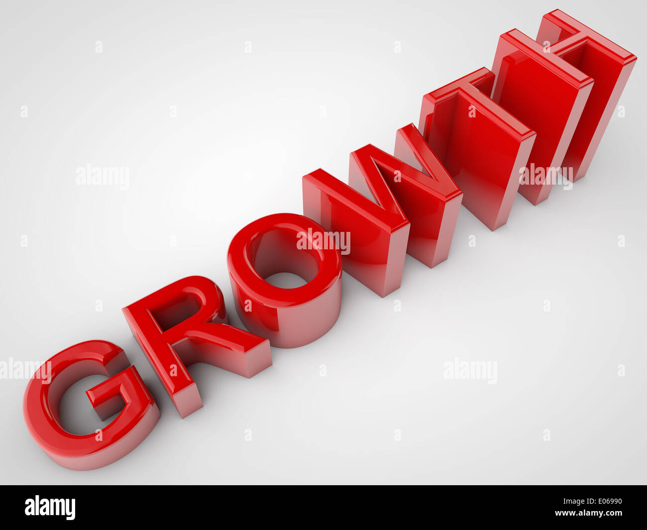 Growth in red letters growing over white background Stock Photo - Alamy