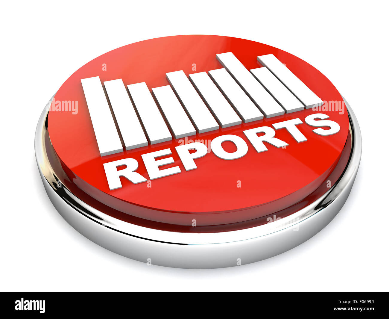 Red Report button with chart over white background Stock Photo - Alamy