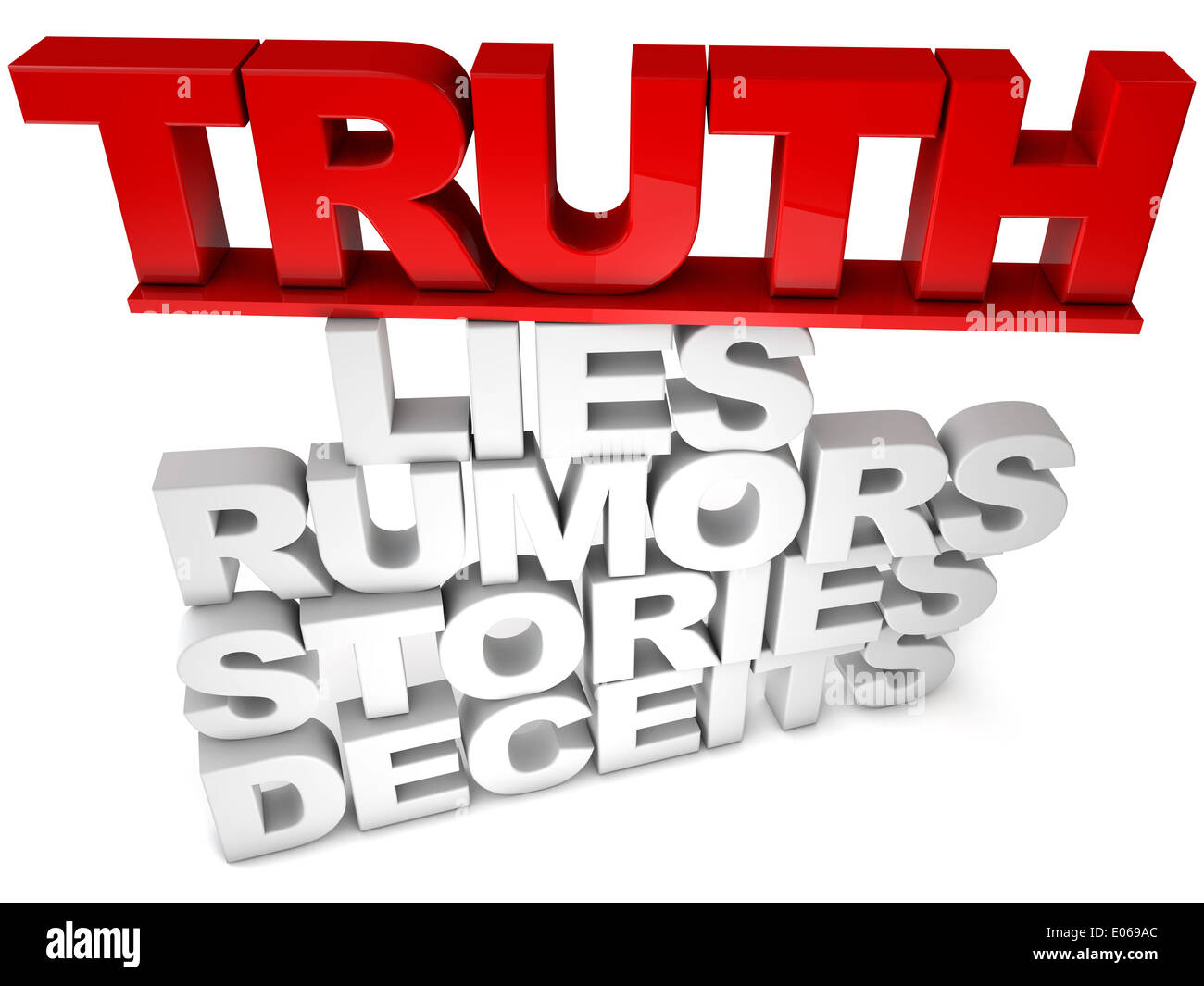 Truth Lies Rumors Stories Deceits stack over white background Stock ...