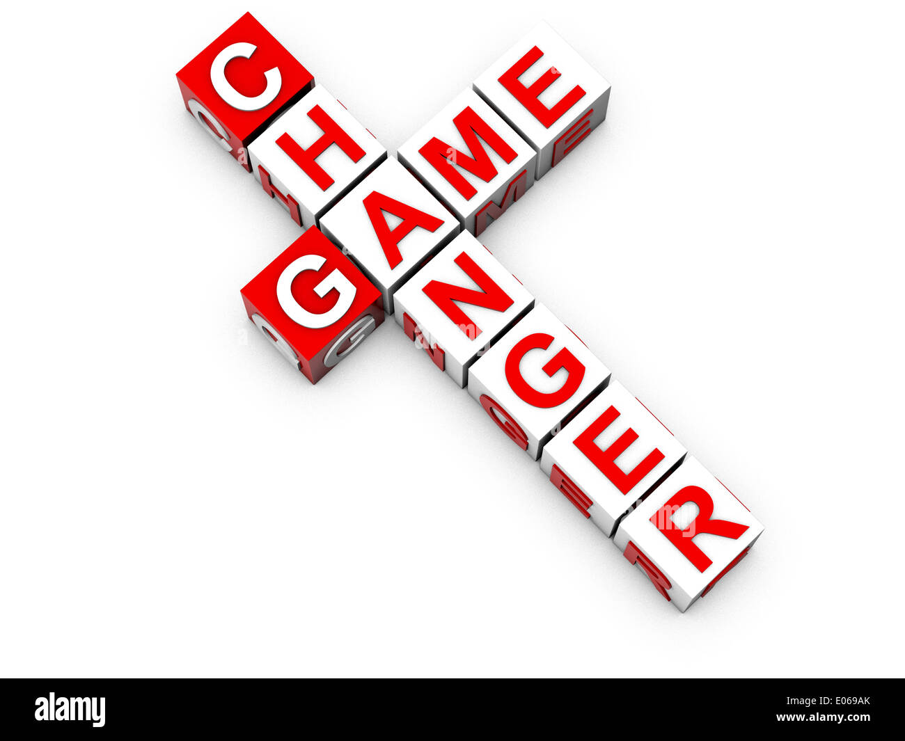 game changer cubes over white background Stock Photo - Alamy