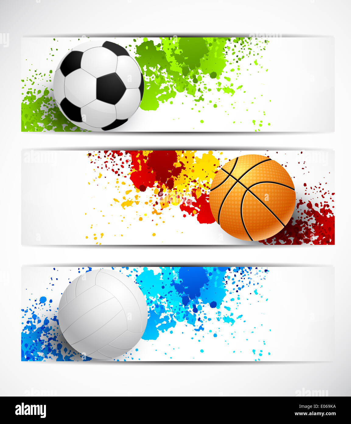 Set of sport banners with balls Stock Photo - Alamy