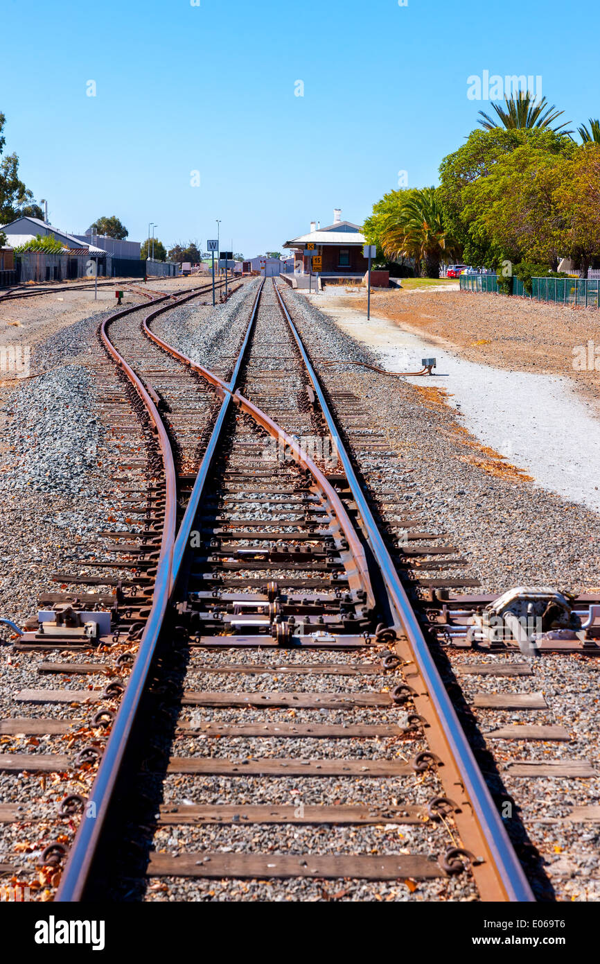 Railway tracks leading to the station at Katanning West Australia Stock ...