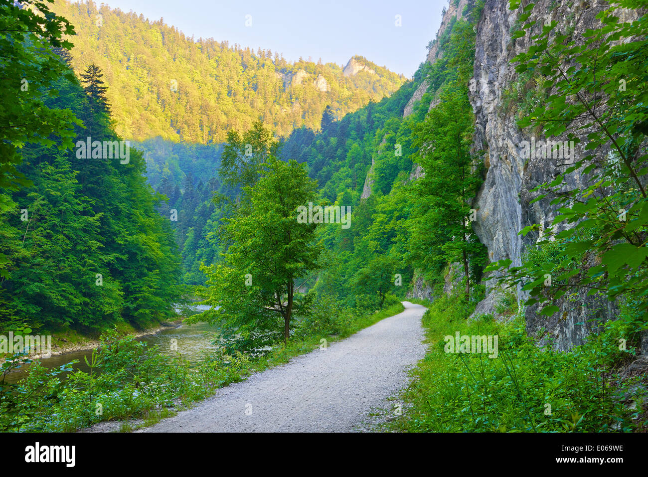 Trekking trail in The Dunajec River Gorge. The Pieniny Mountains ...