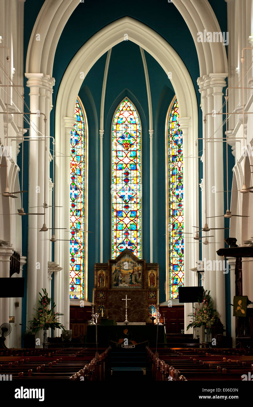 Stained glass windows in the nave of St Andrew's Cathedral, an Anglican ...