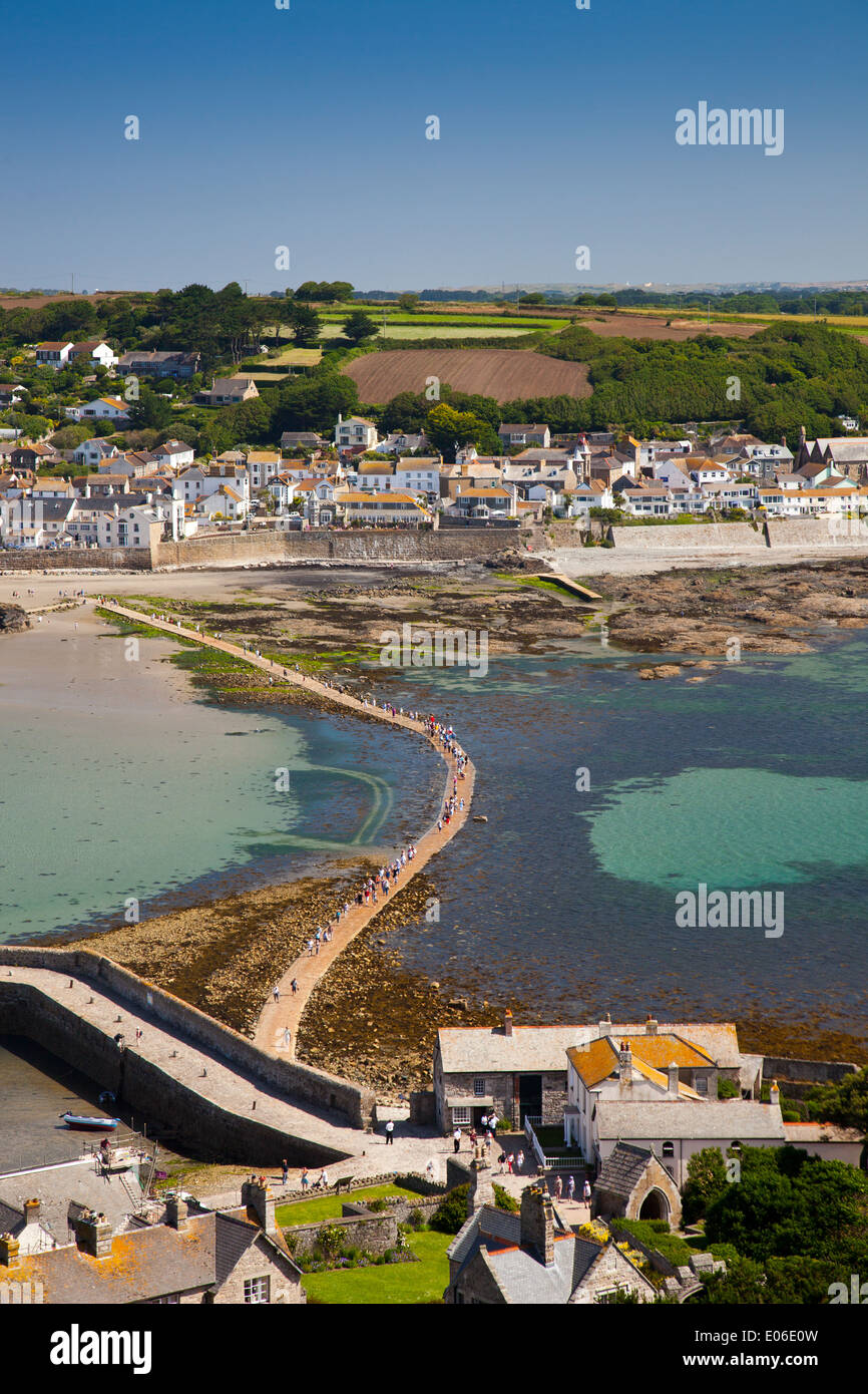 Looking back across the harbour and causeway towards Marazion from St ...
