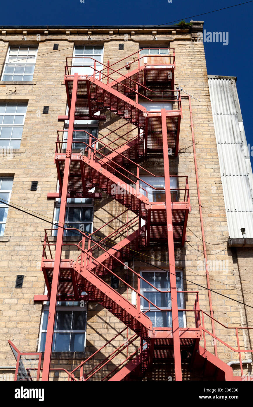 Fire escape at Joel House mill, Sowerby Bridge, West Yorkshire Stock ...