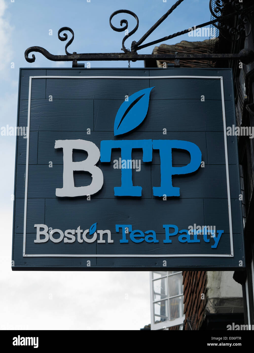 Boston Tea Party restaurant sign Salisbury Wiltshire England UK Stock ...