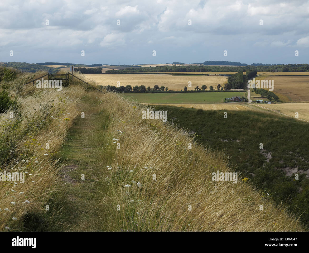 Old Sarum rampart Wiltshire England UK a prehistoric site used by ...