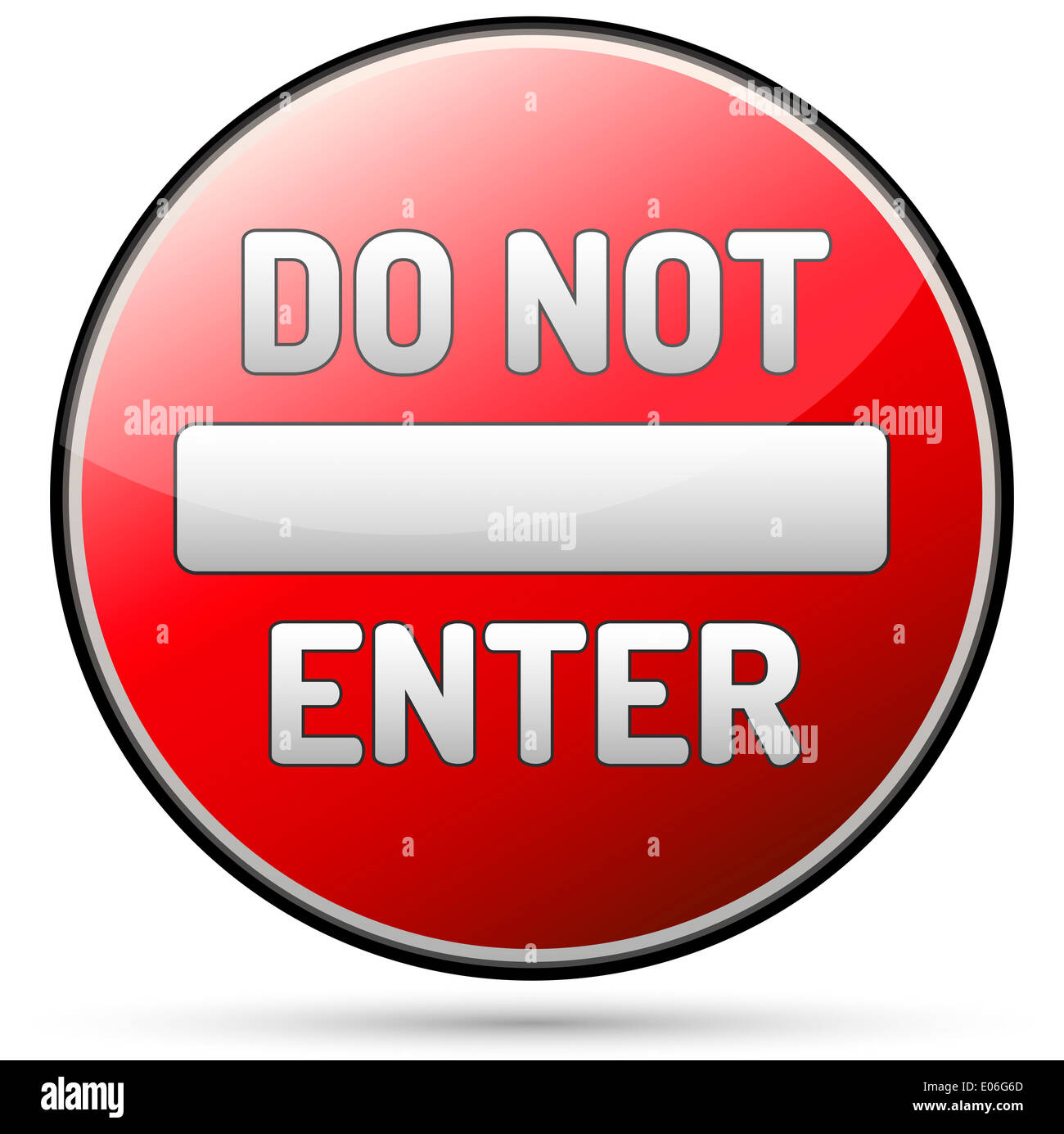 Do not enter traffic sign with reflection and shadow on white ...