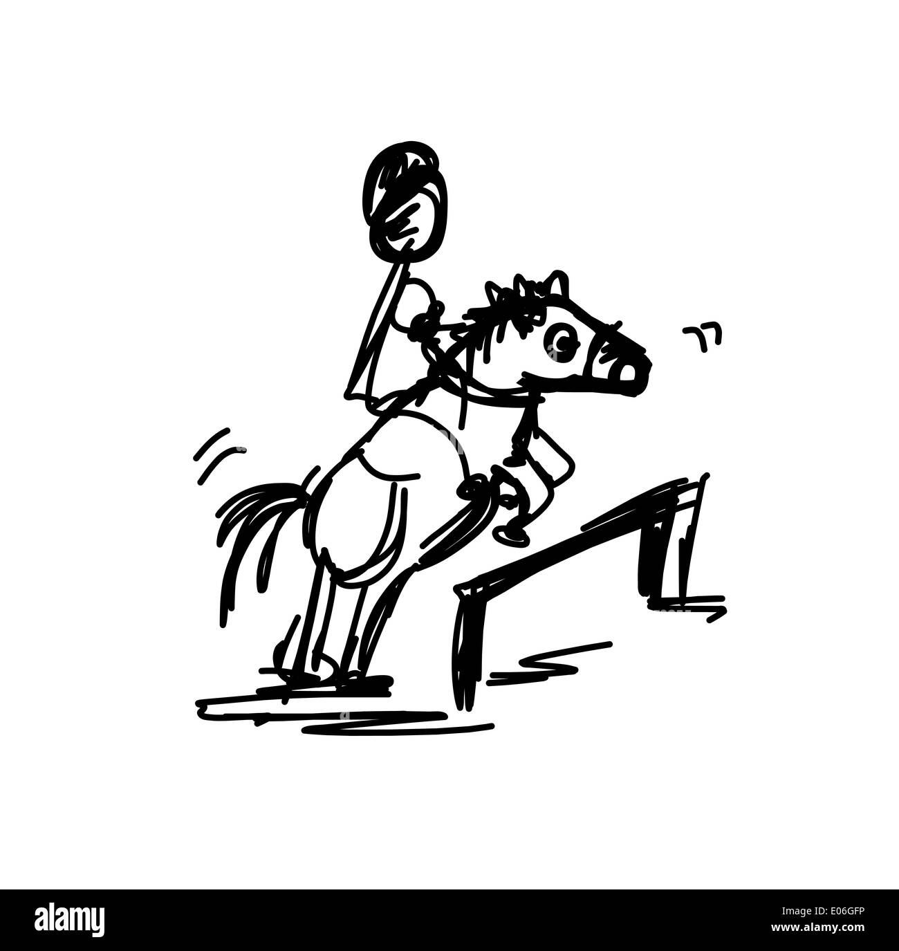 Stick Figure Horse Jumping