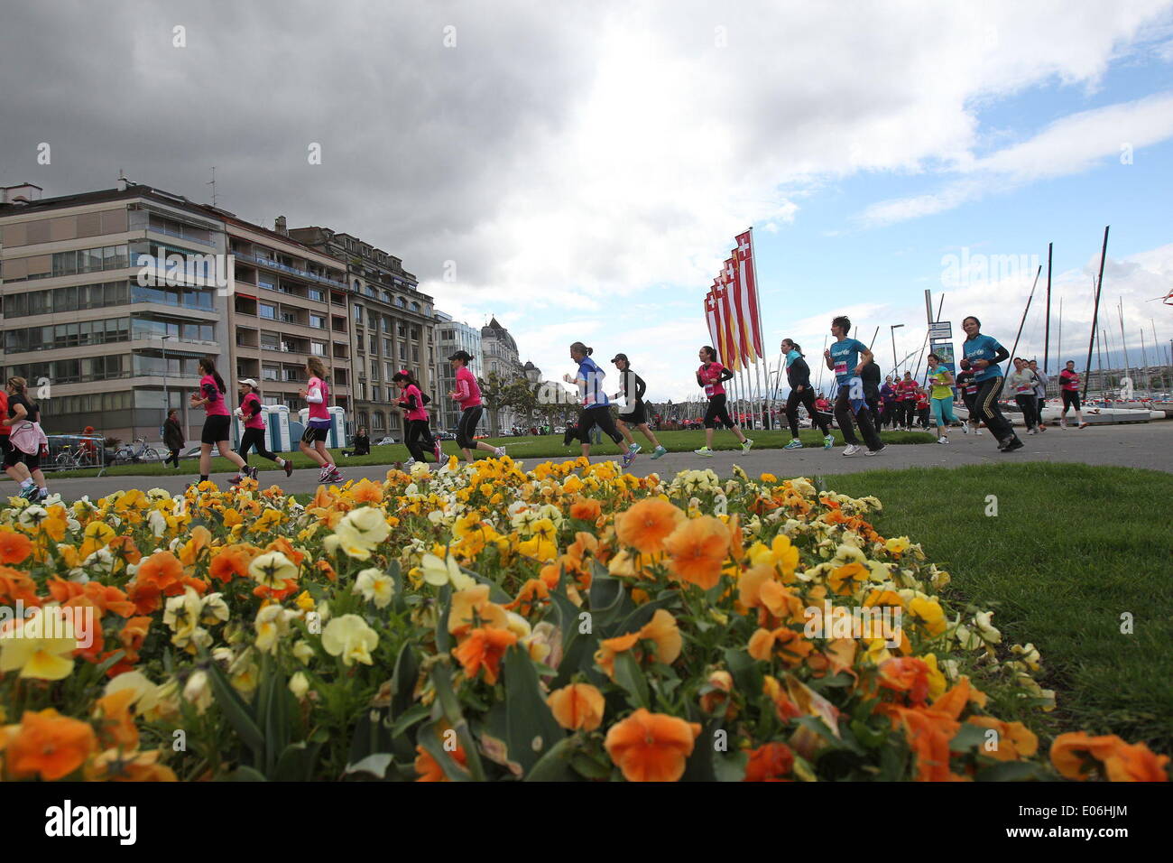 Geneva. 3rd May, 2014. Runners compete during the women's 5km run of ...