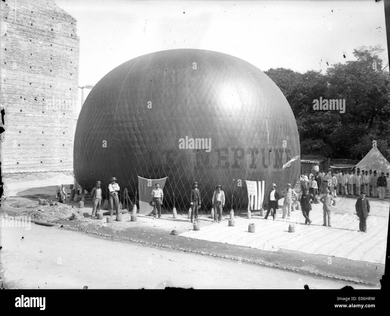 A photograph of the hot-air balloon 'Le Neptune' in flight. This image ...