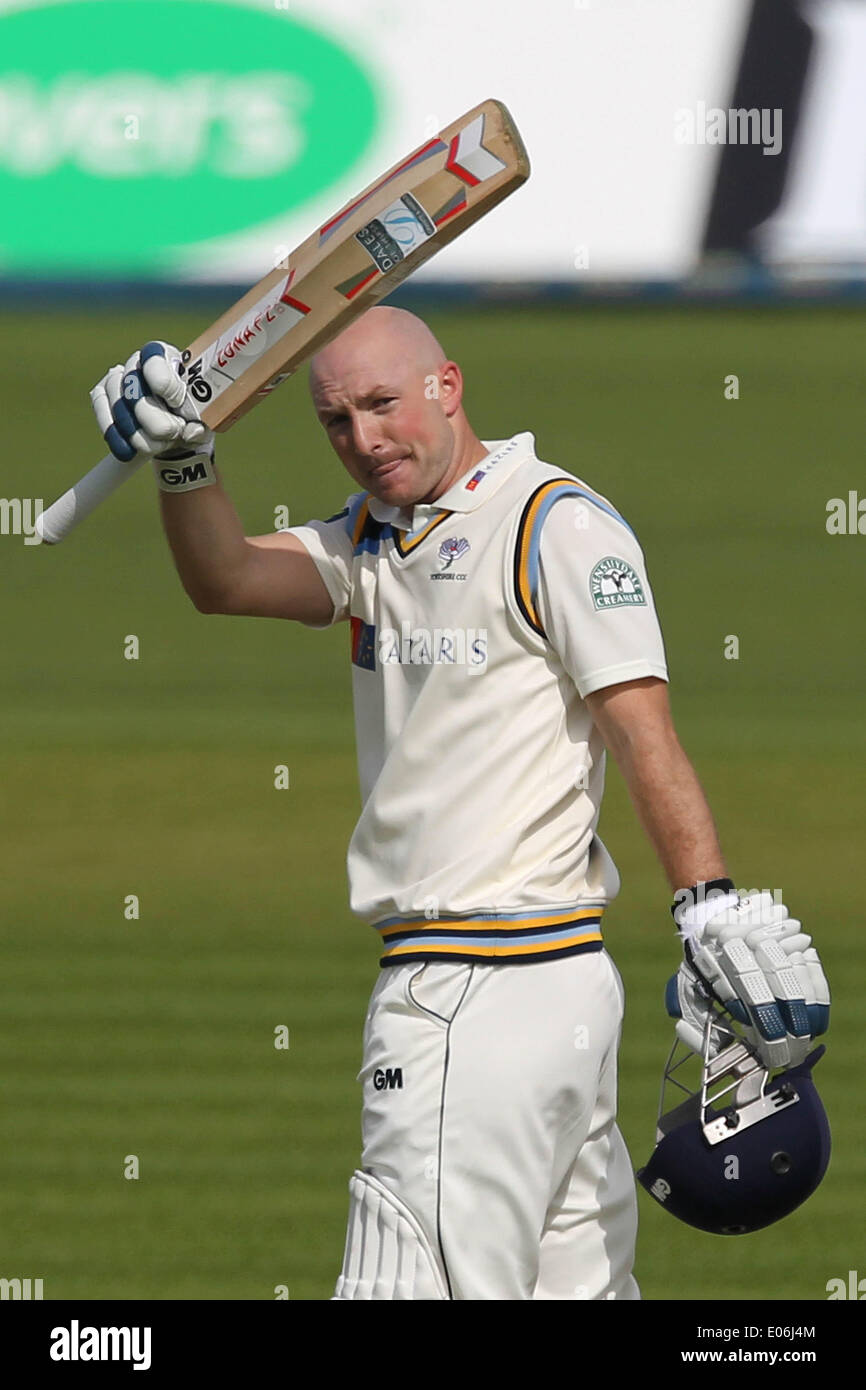 Cheester Le Street, UK. 4th May, 2014. Yorkshire's Adam Lyth ...