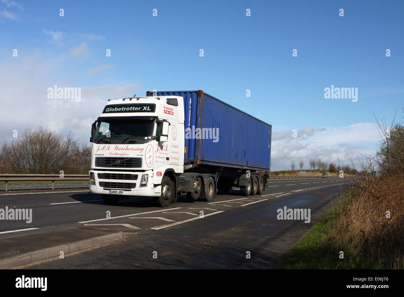 A JPL Warehousing truck traveling along the A46 dual carriageway in ...