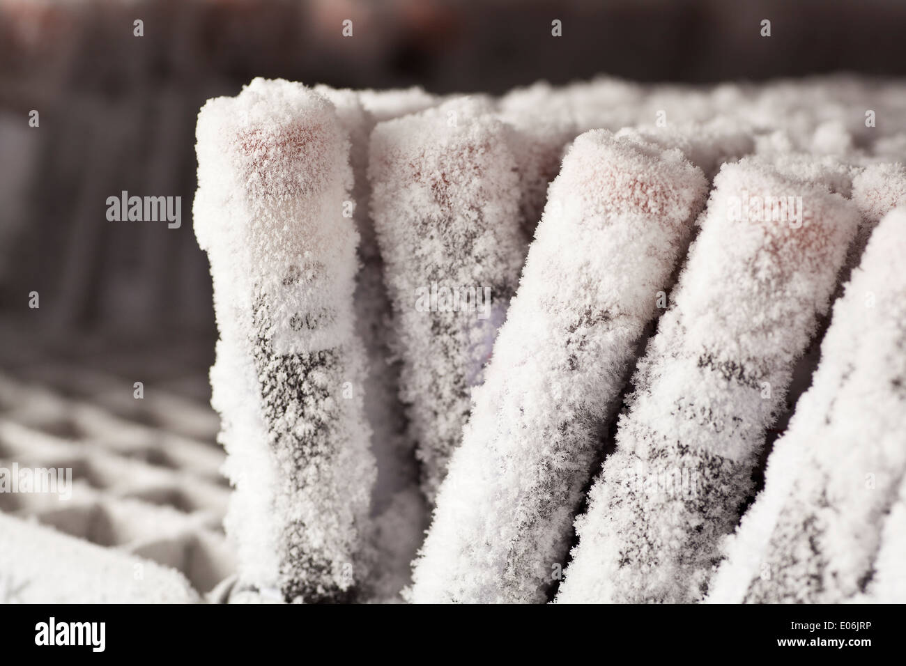 Frozen blood sample in laboratory samples freezer - close up Stock ...