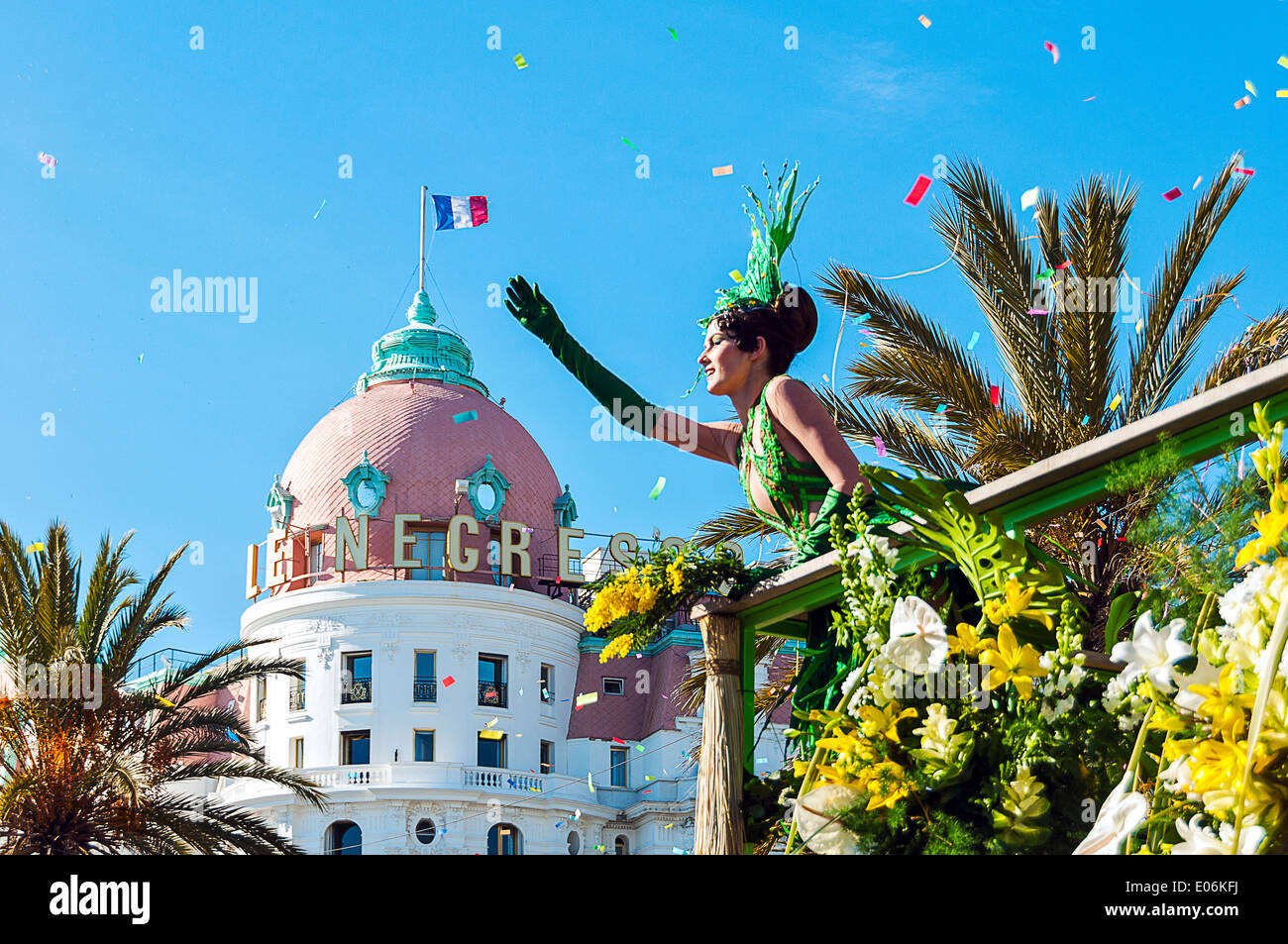 Europe, France, Alpes-Maritimes, Nice. Carnival. Flower parade. Young ...