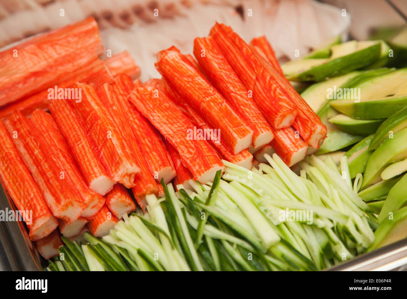 surimi, fish avocado raw, ready for sushi Stock Photo - Alamy