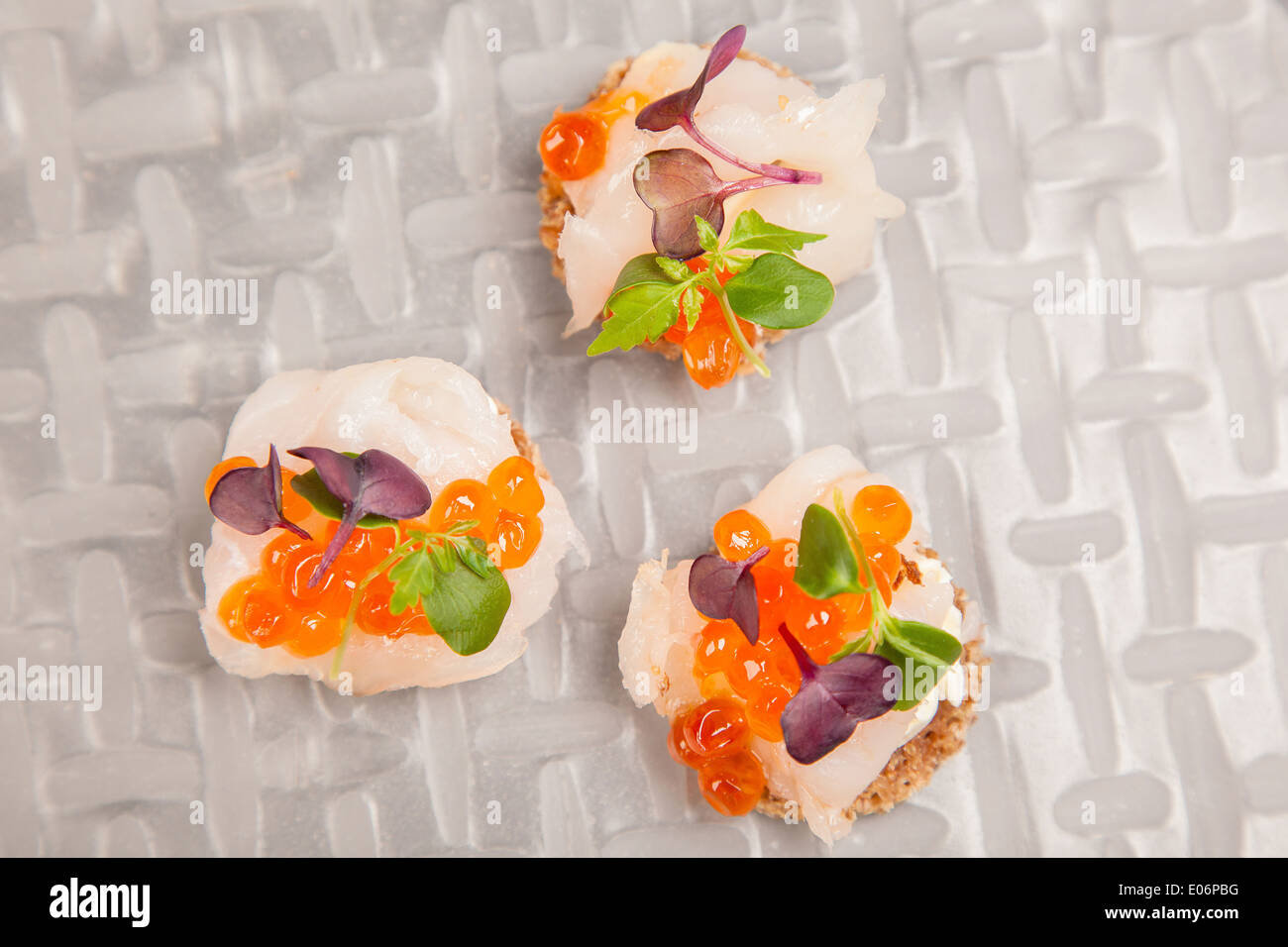 Close up salmon roe canapes hi-res stock photography and images - Alamy