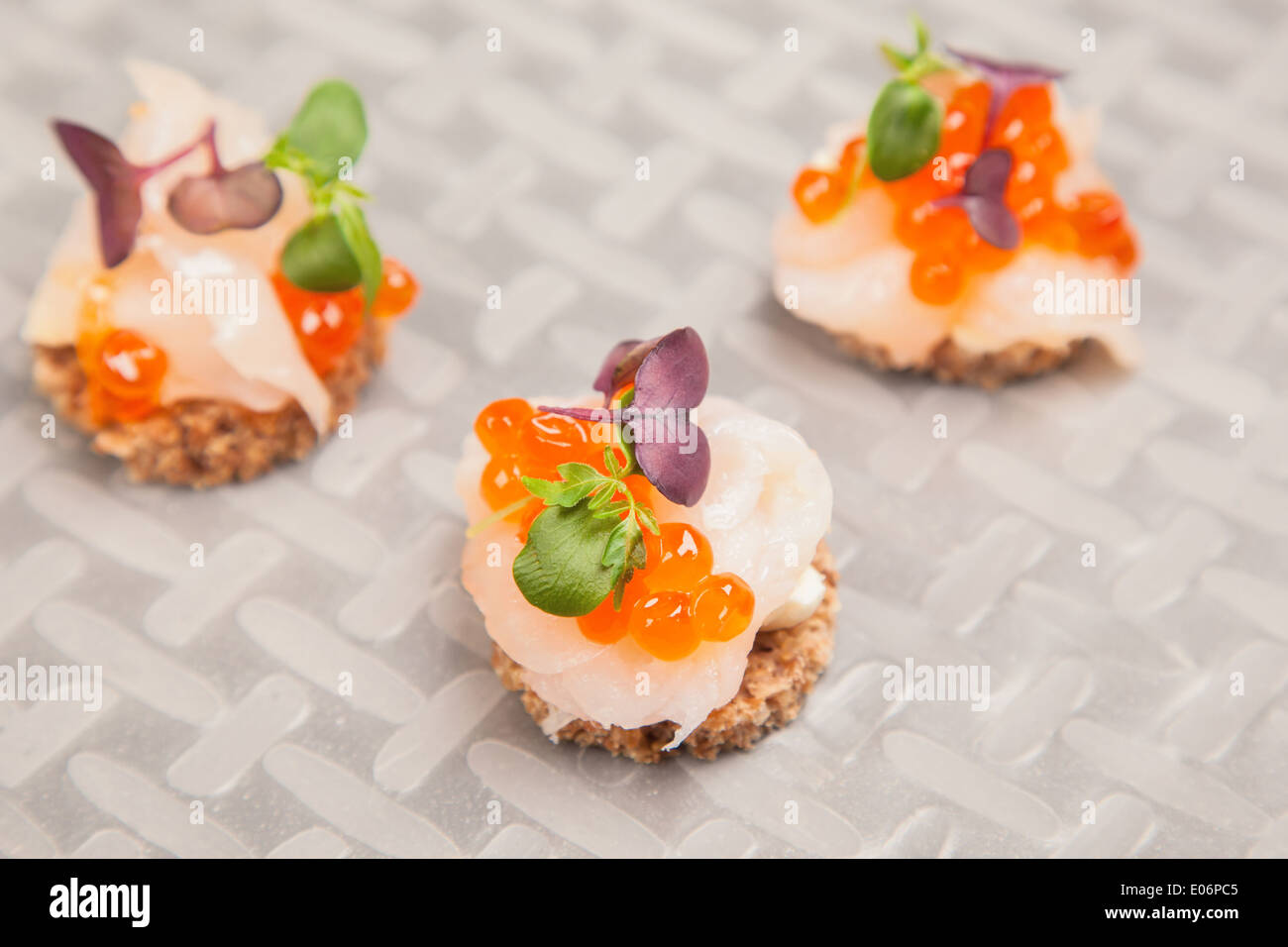 Close up salmon roe canapes hi-res stock photography and images - Alamy