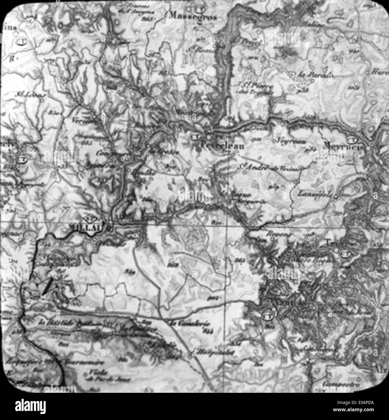 A map showcasing the Causses region and the Tarn Canyon, highlighting ...