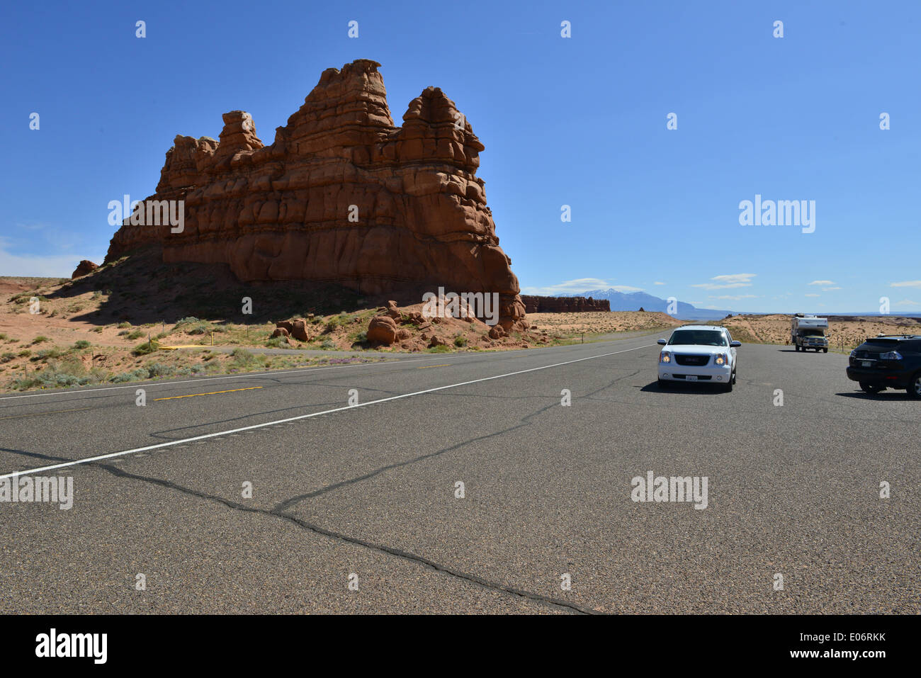 Sandstone boulder by the side of a road in Utah Stock Photo - Alamy