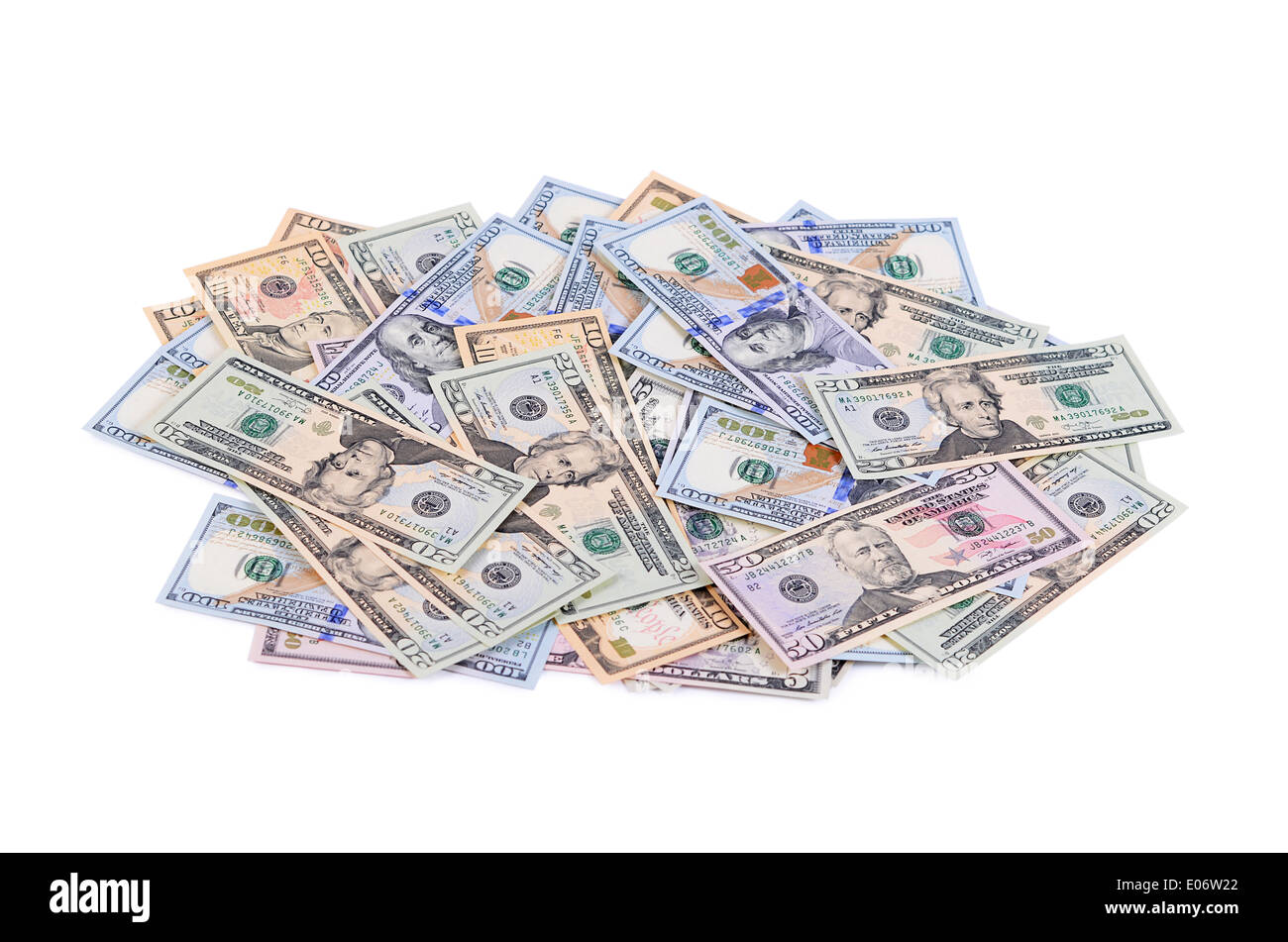The dollar banknotes isolated on white background Stock Photo - Alamy