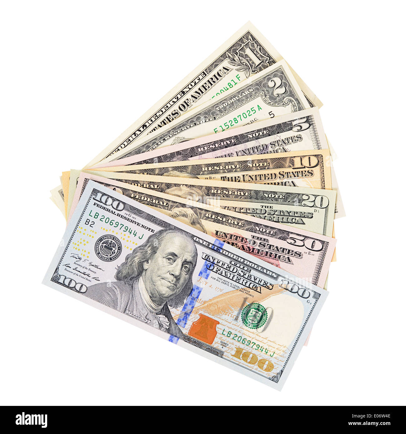The dollar banknotes isolated on white background Stock Photo - Alamy