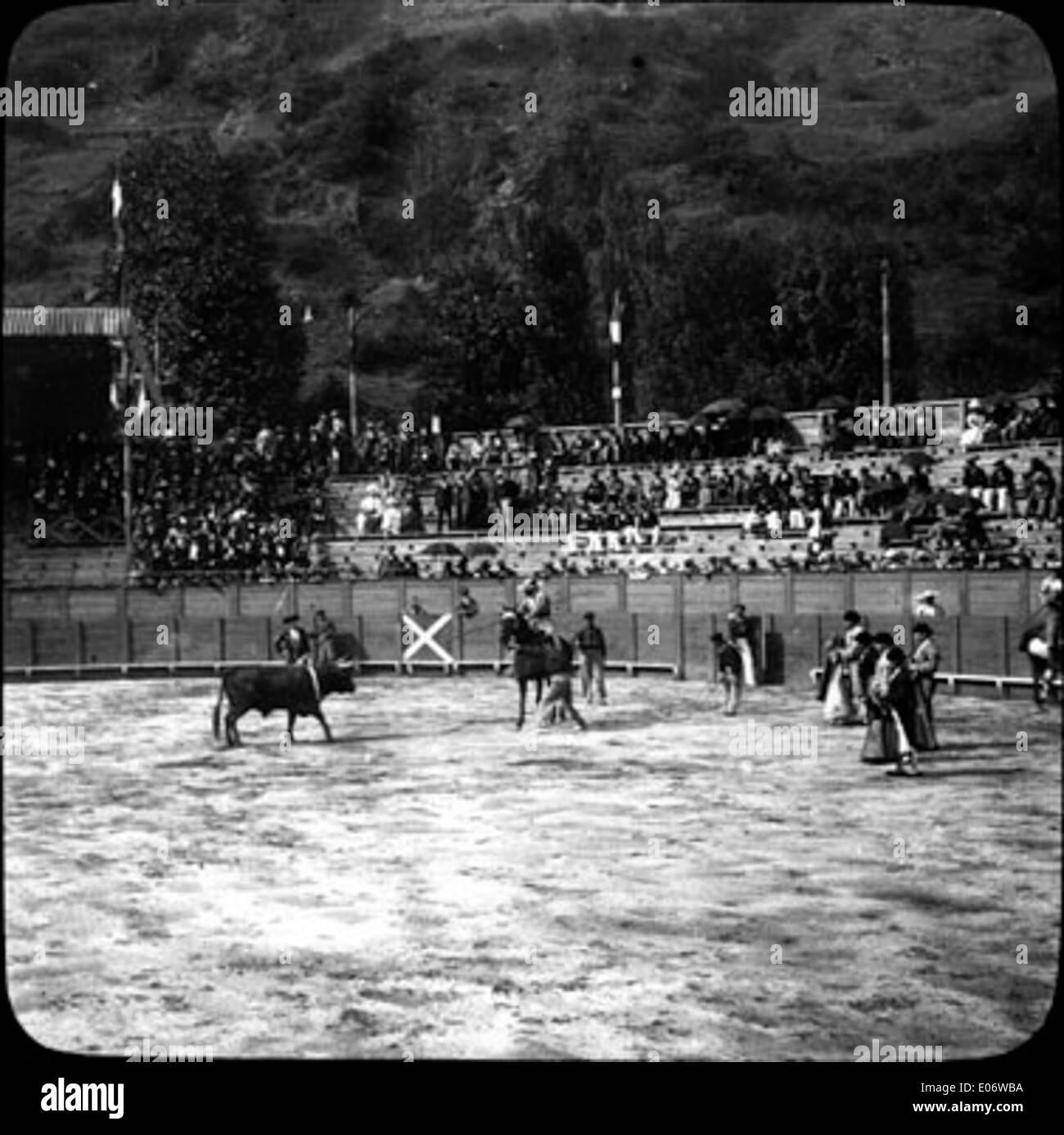 A photograph taken on July 3, 1899, of a picador in the bullring at ...