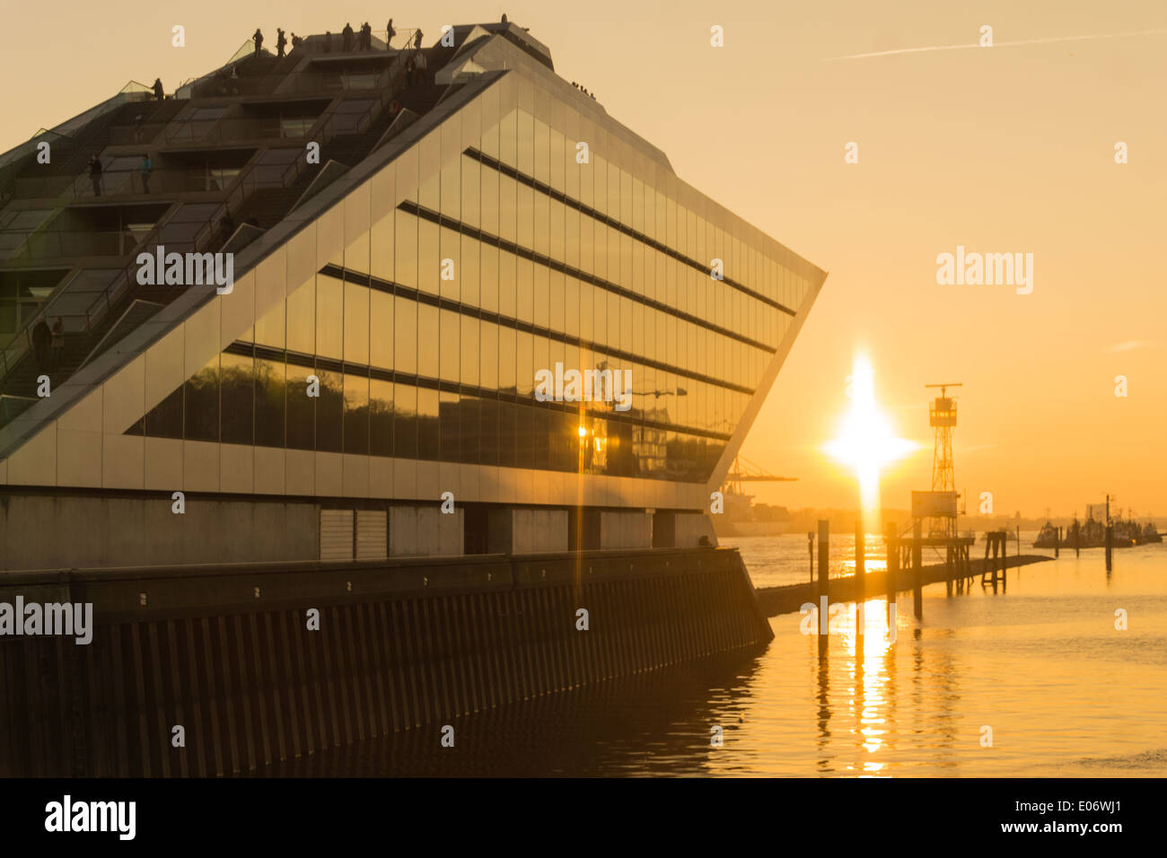 Sunset at the Docklands in Hamburg Altona Altstadt Stock Photo - Alamy