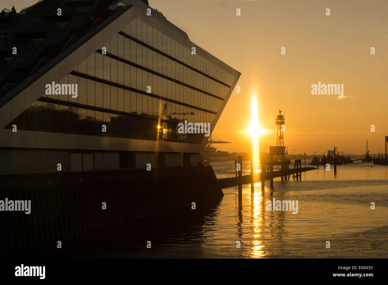 Sunset at the Docklands in Hamburg Altona Altstadt Stock Photo - Alamy
