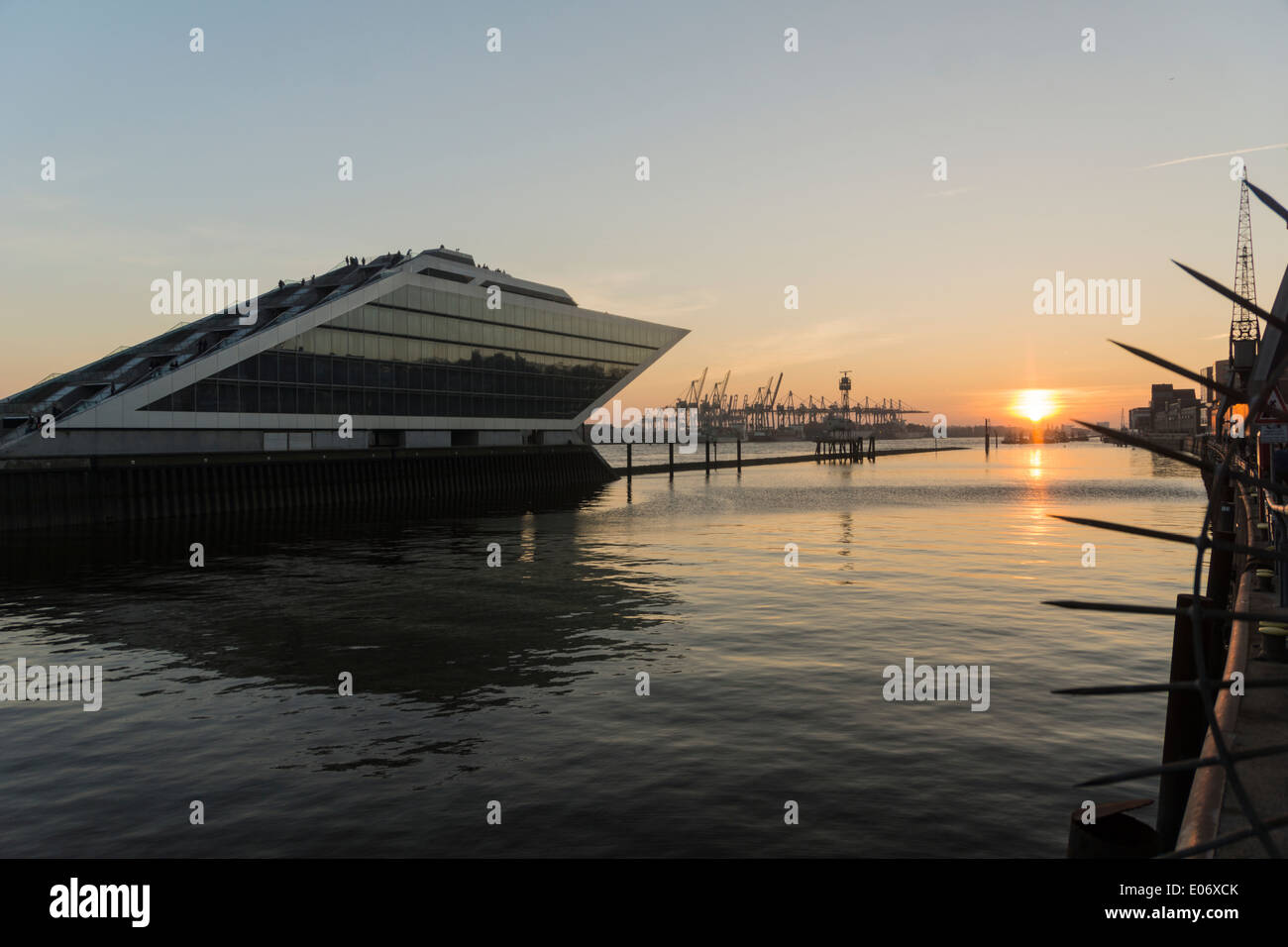 Sunset at the Docklands in Hamburg Altona Altstadt Stock Photo - Alamy