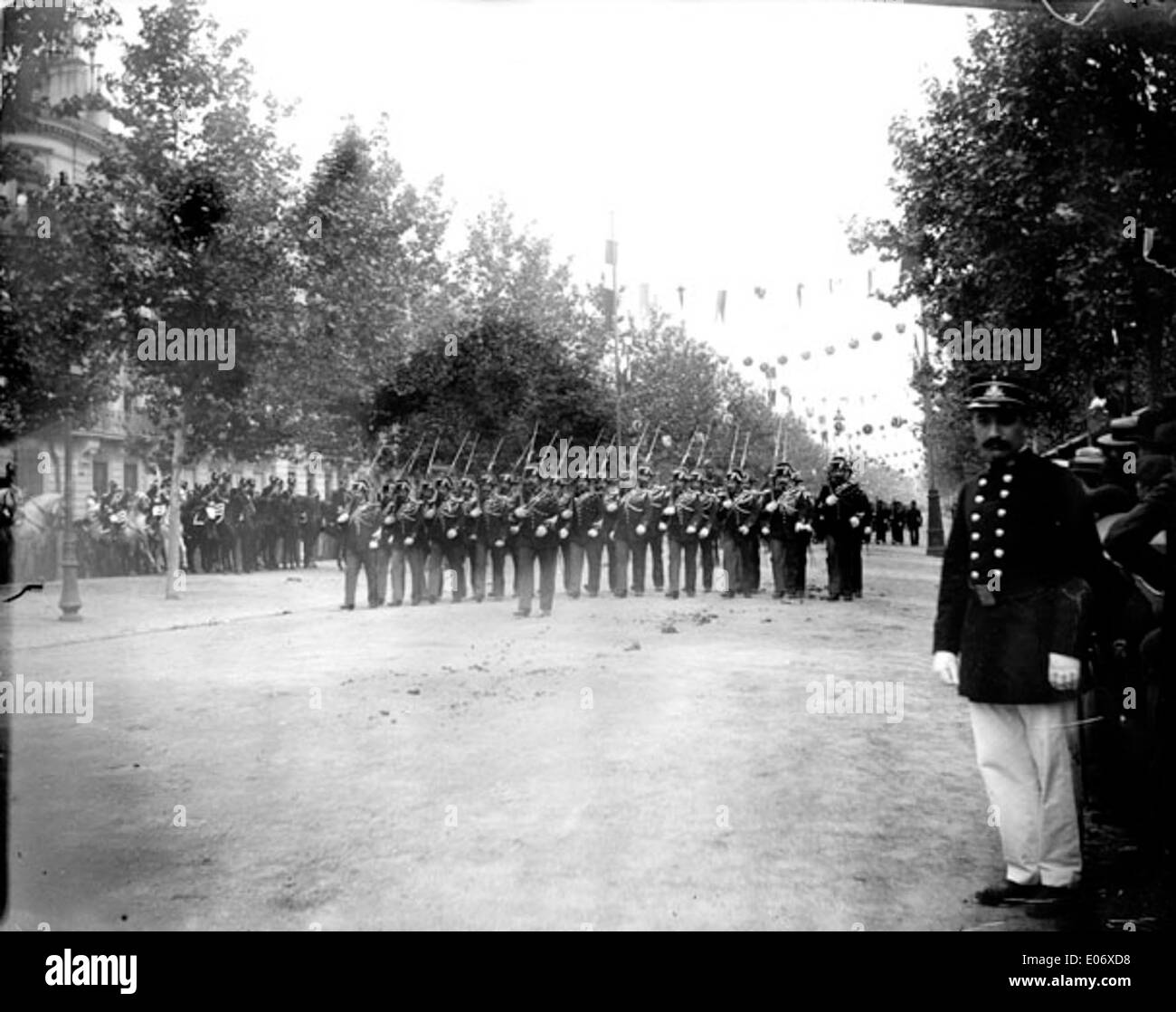 A military parade in France on July 14, 1901, showcasing the national ...