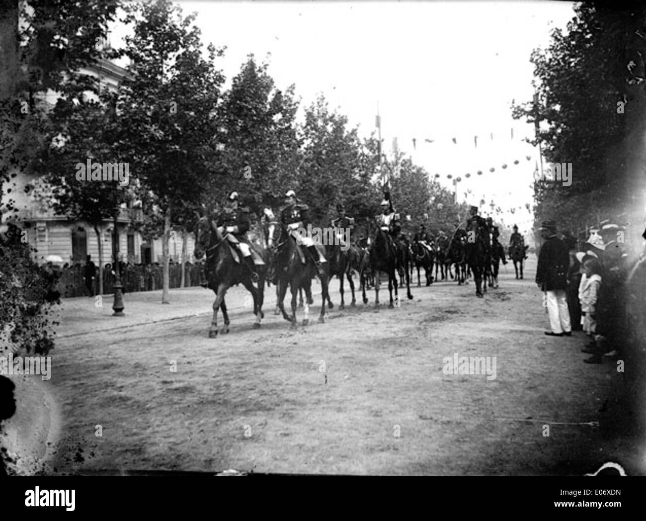 This photograph captures the military parade on July 14, 1901, a ...