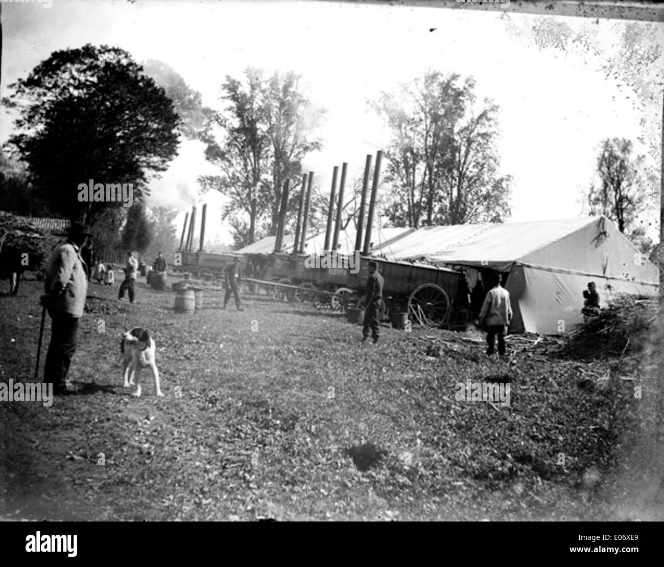 A photograph of a military barracks, showing the layout and the ...