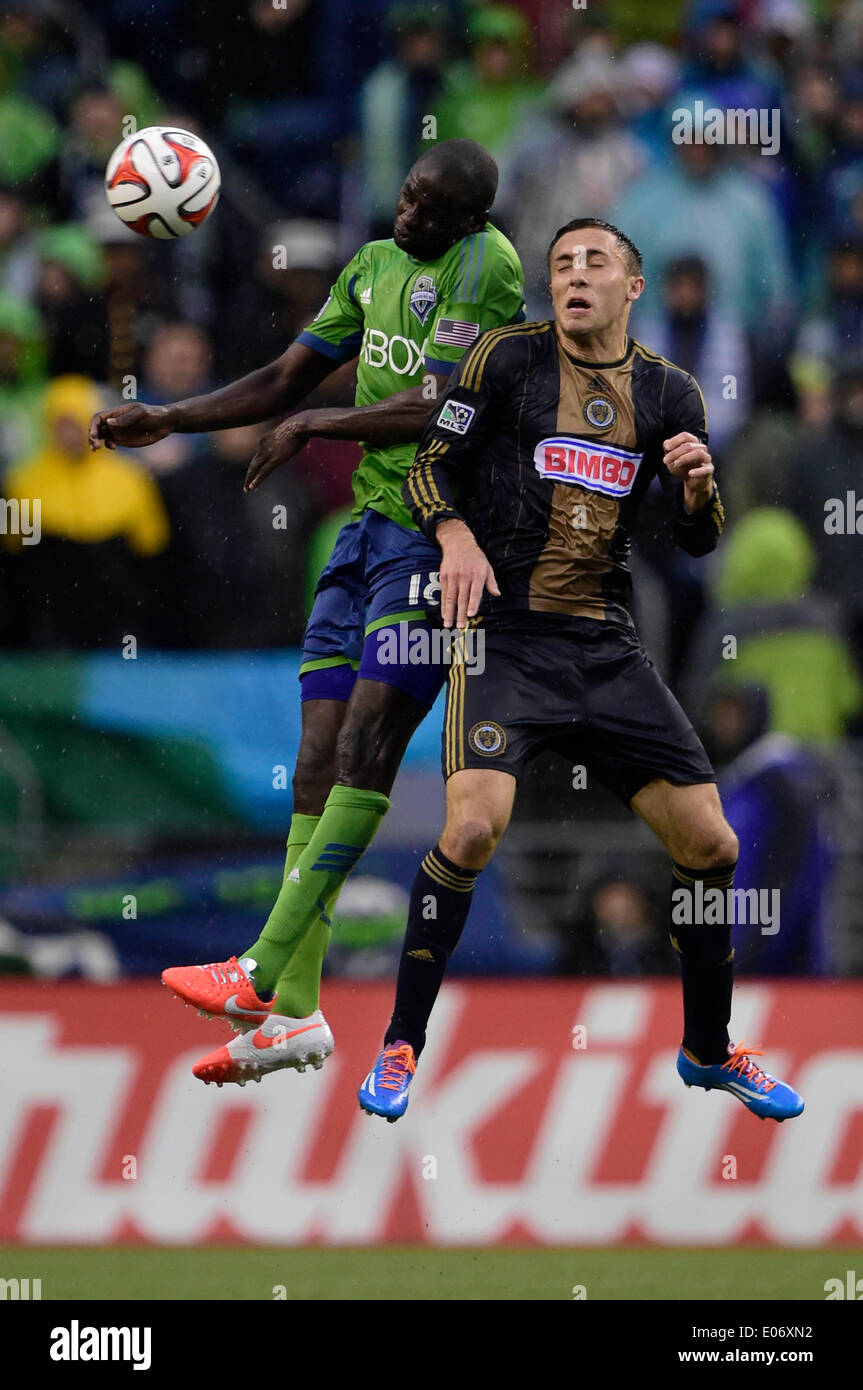 May 3 2014. Seattle Sounders FC defender Djimi Traore #18 and ...