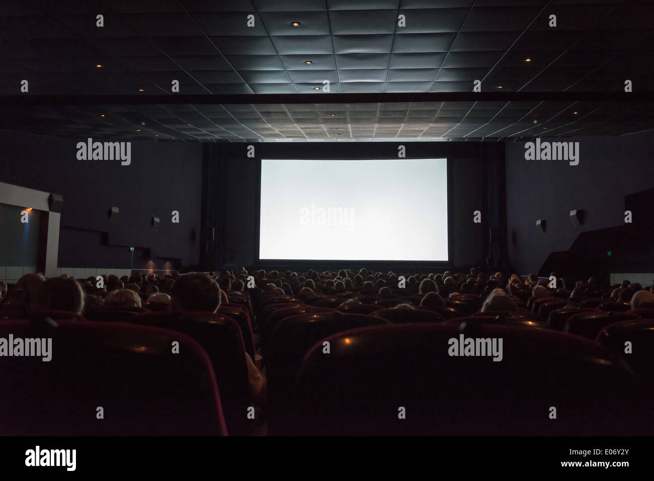Empty cinema screen with audience. Ready for adding your picture Stock ...