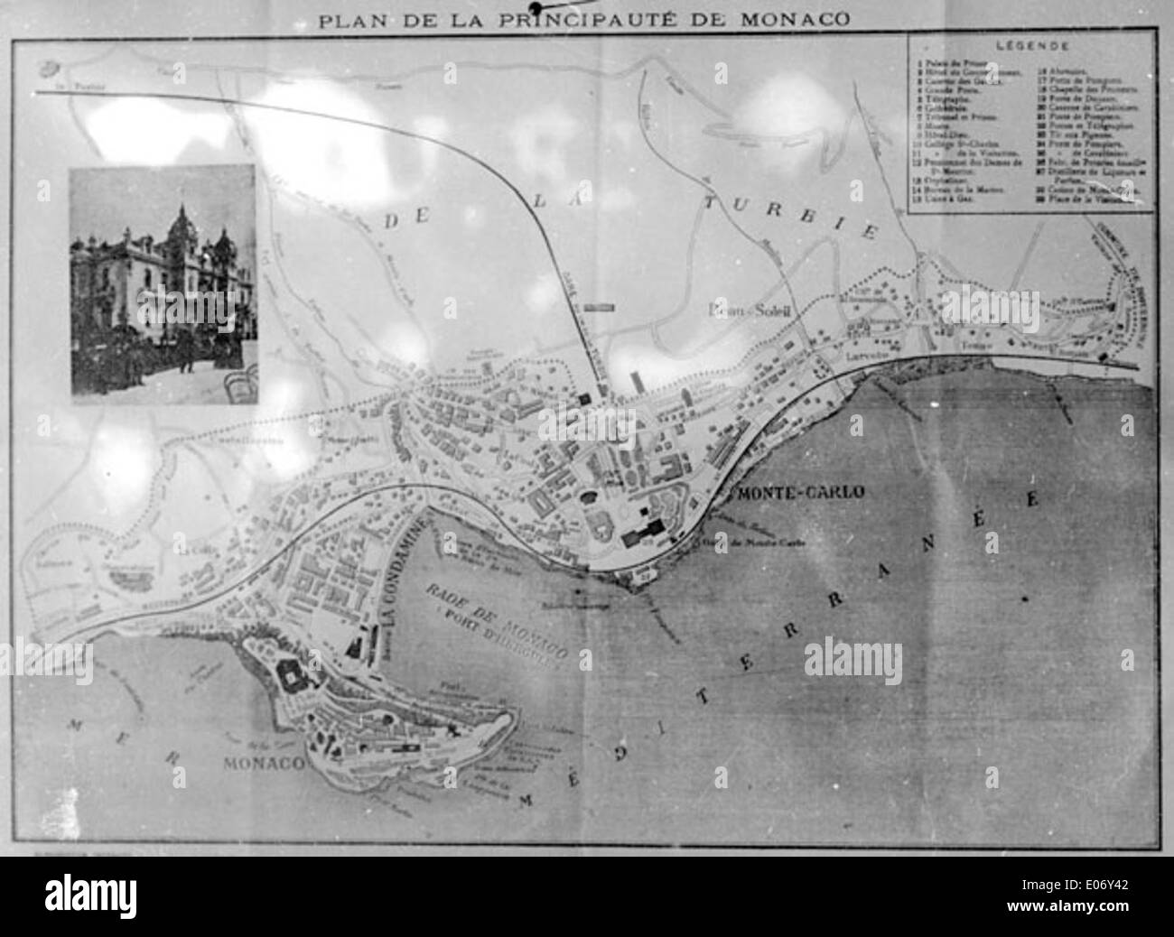 A detailed map showing the principality of Monaco, illustrating its ...