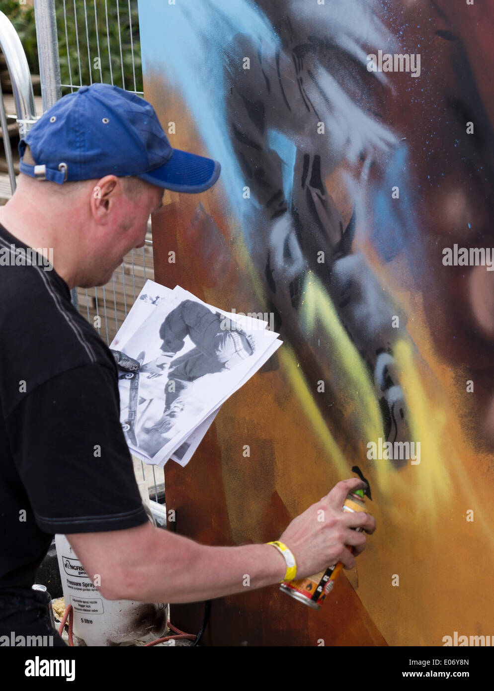 London, UK. 5th May 2014. Street art performance at the London ...