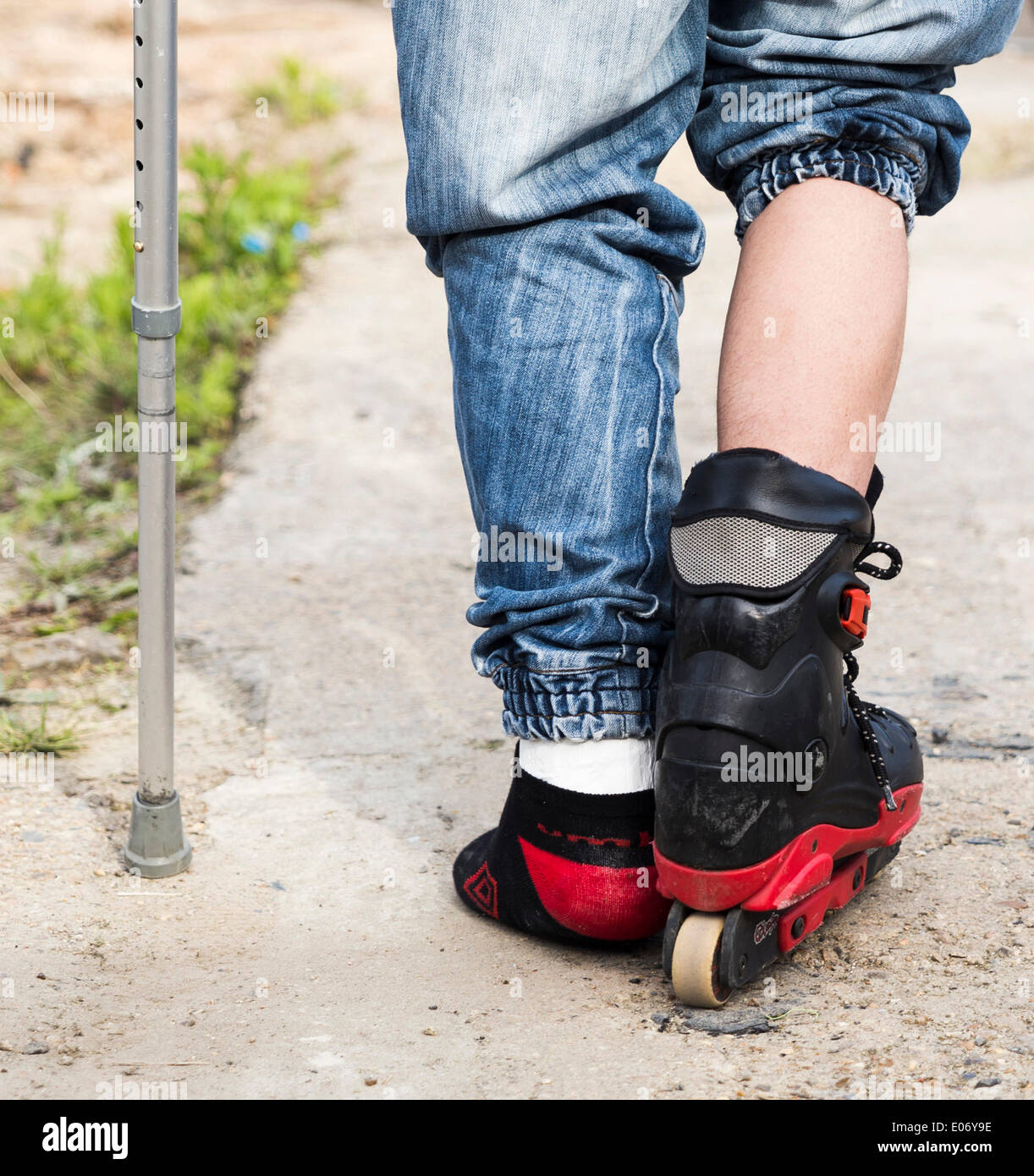 One leg one crutch hi-res stock photography and images - Alamy