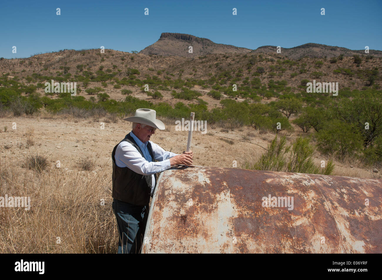 Arivaca, Arizona, USA. 29th Apr, 2014. Arizona border rancher JAMES ...