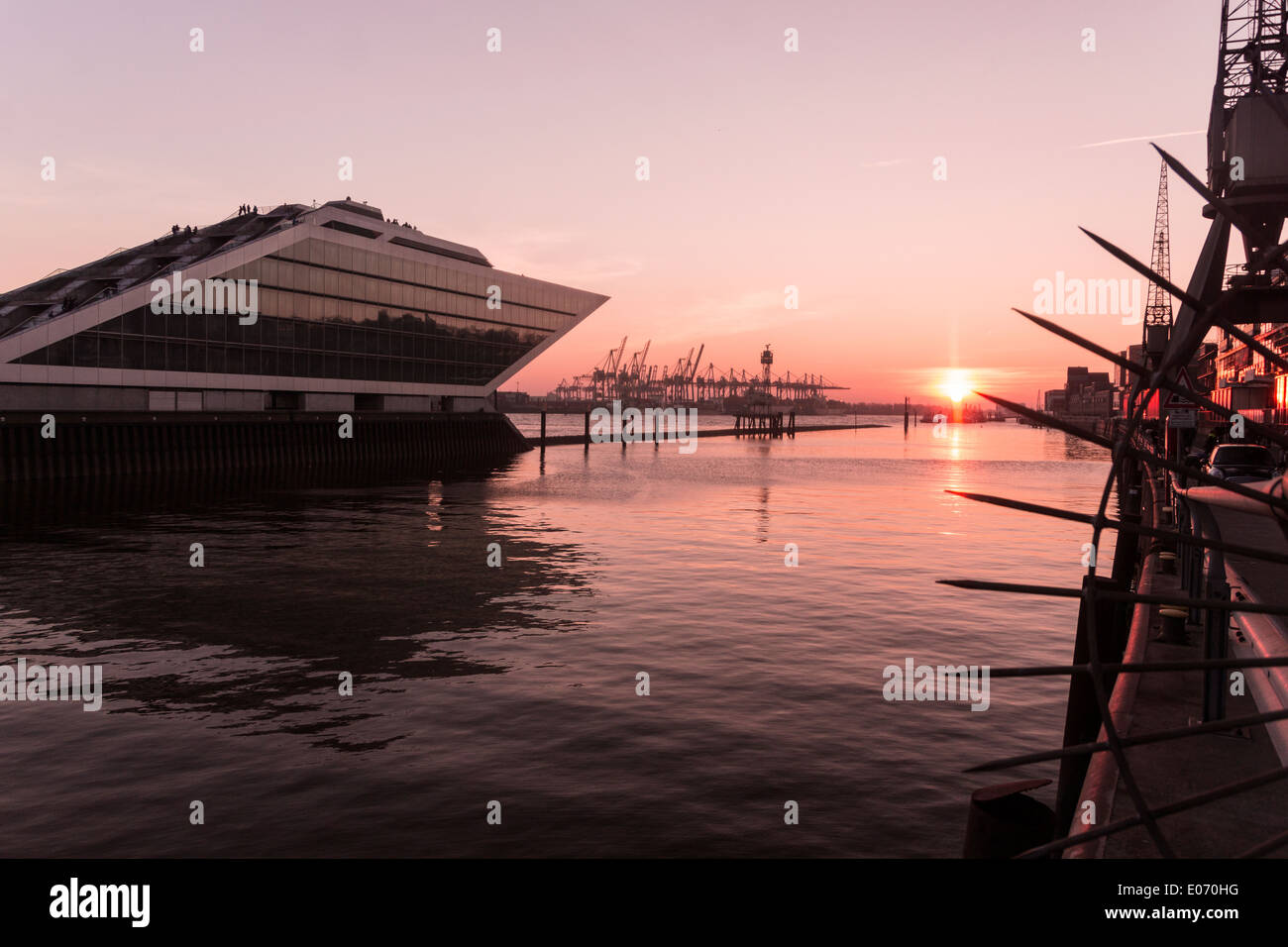 Sunset at the Docklands in Hamburg Altona Altstadt Stock Photo - Alamy