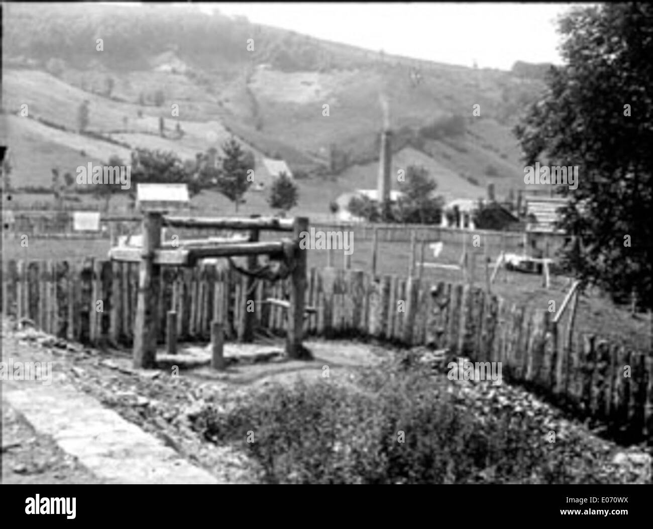A photograph of a machine used for shoeing oxen, taken in Le Mont-Dore ...