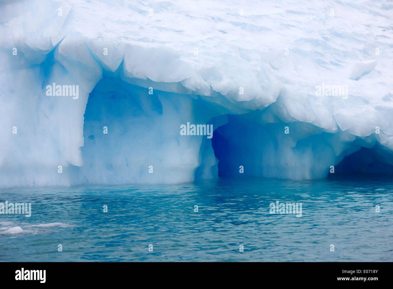 water line erosion of iceberg near cuverville island Antarctica Stock ...
