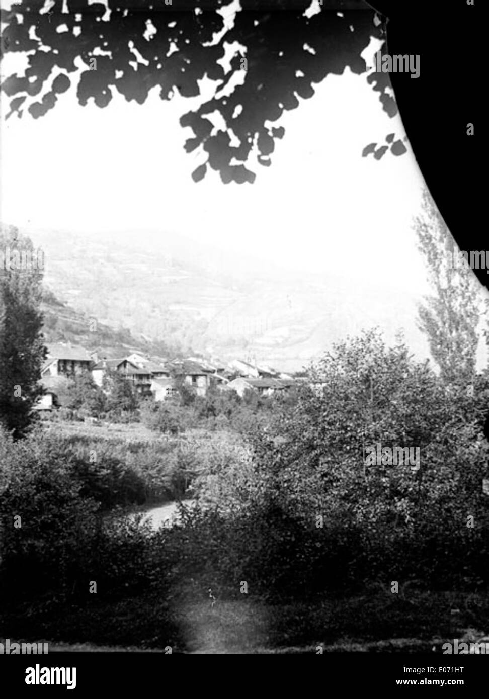 ‘Vue du village de Saurat’ depicts the scenic village of Saurat in ...