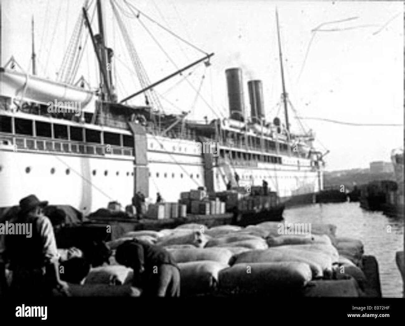 A historical photograph of the French ocean liner 'Paquebot Le Tonkin ...