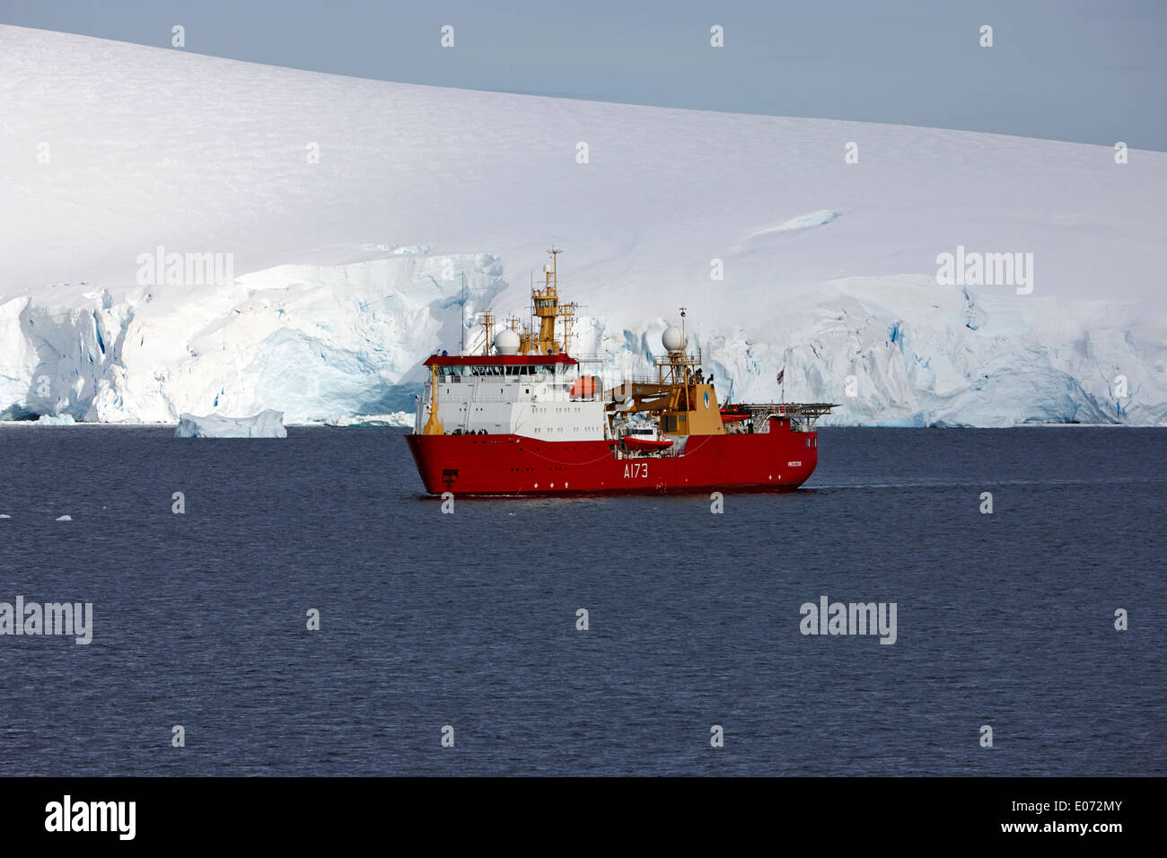 Royal Navy Ice Patrol Ship HMS Protector in Port Lockroy Antarctica ...