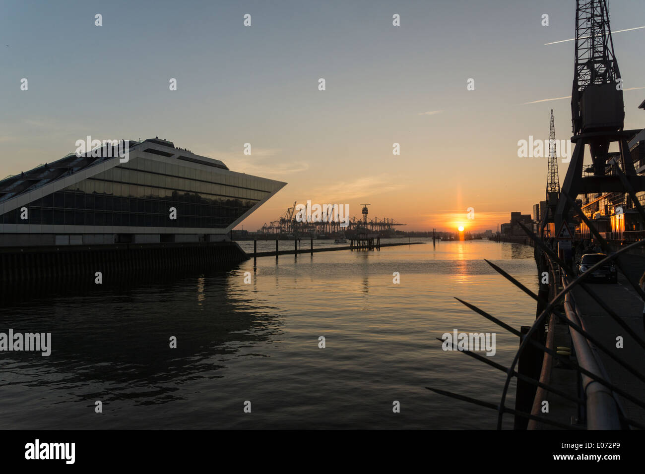 Sunset at the Docklands in Hamburg Altona Altstadt Stock Photo - Alamy