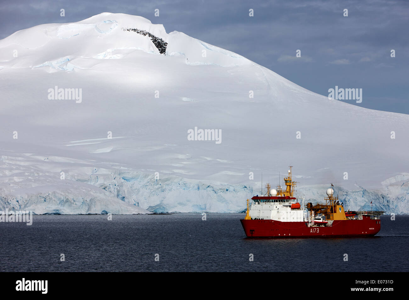 Royal Navy Ice Patrol Ship HMS Protector on antarctic deployment in ...