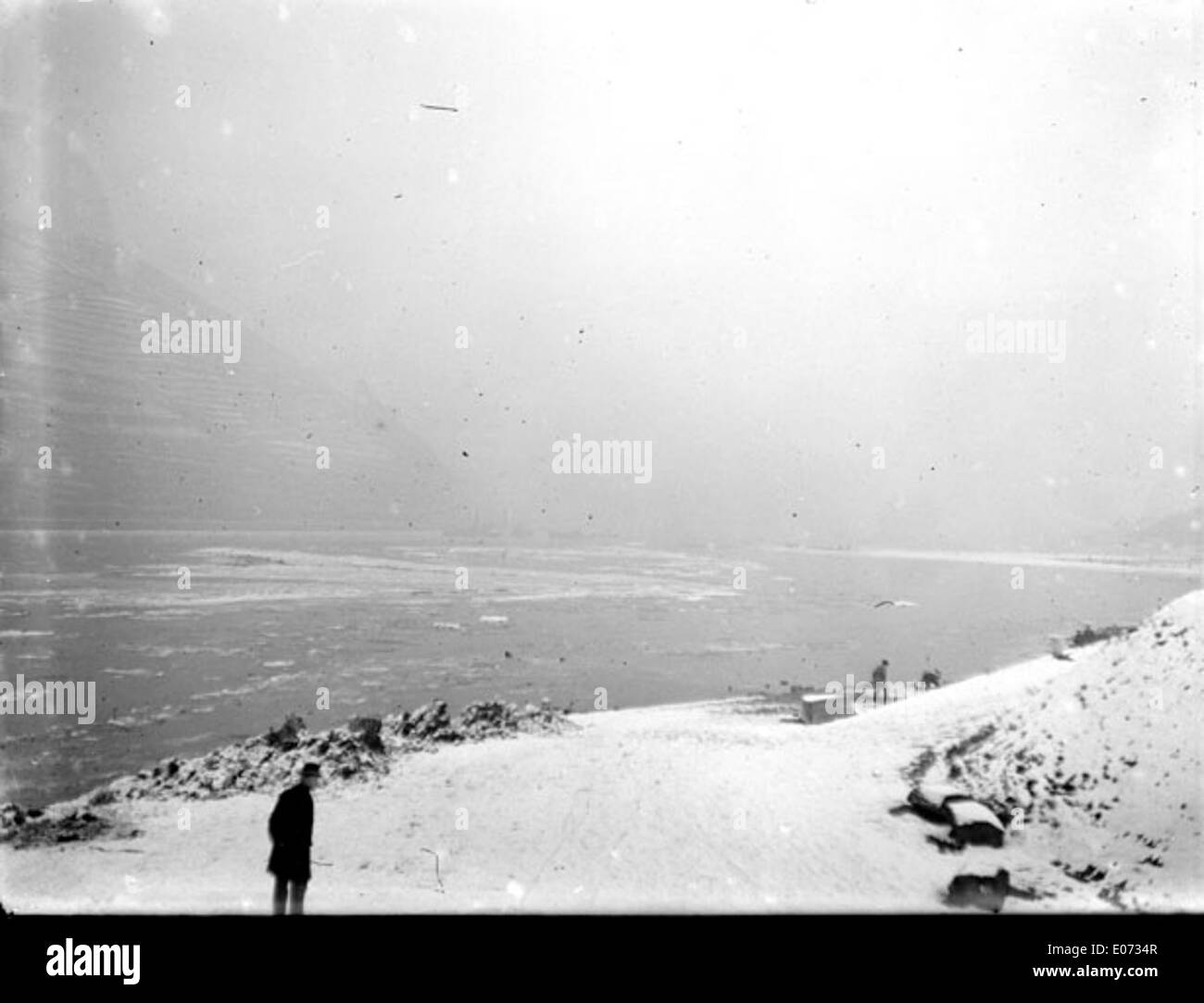 This painting, titled *Le Rhin sous la neige*, captures the Rhine River ...