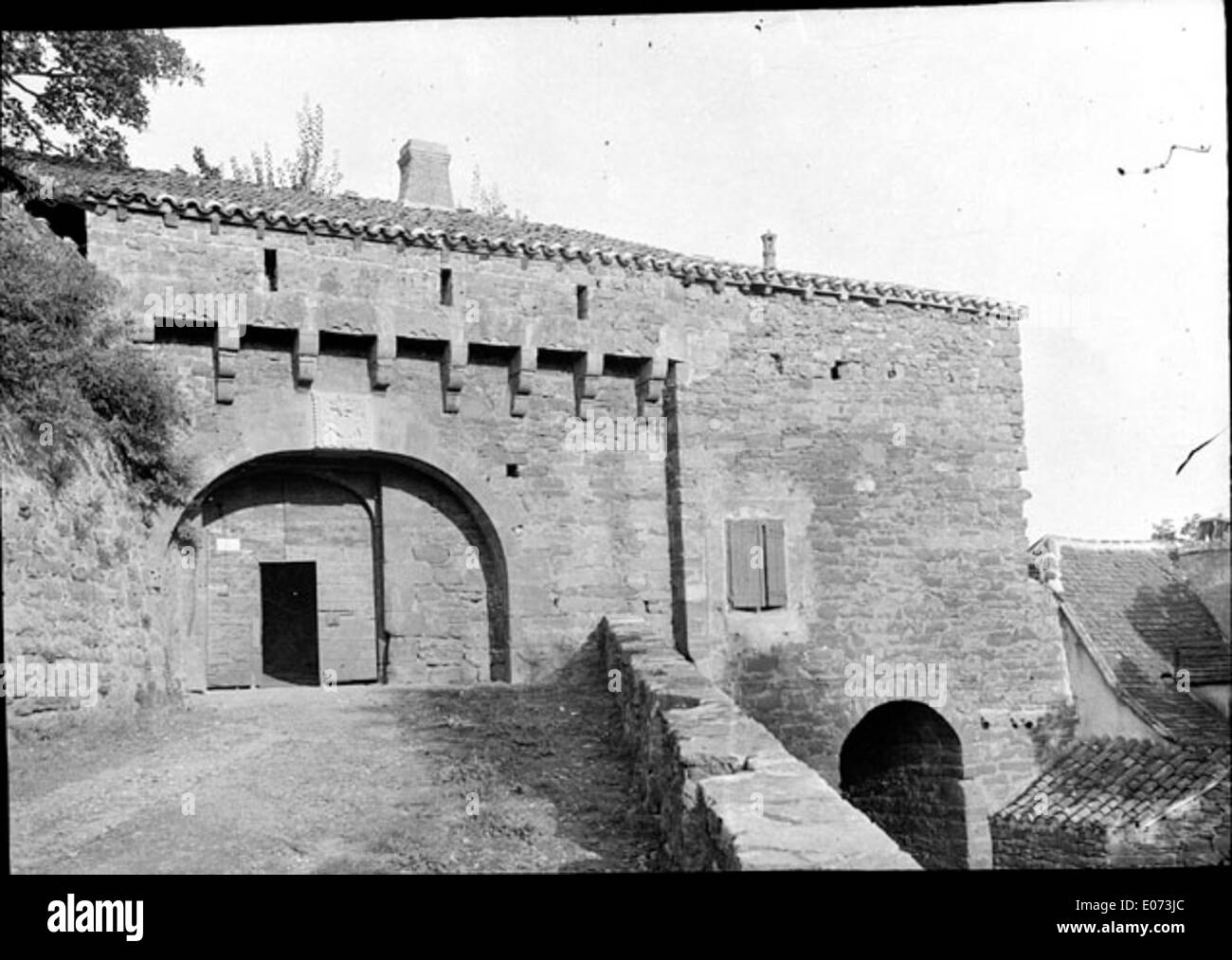 This French historical artwork depicts the entrance of a fortified ...